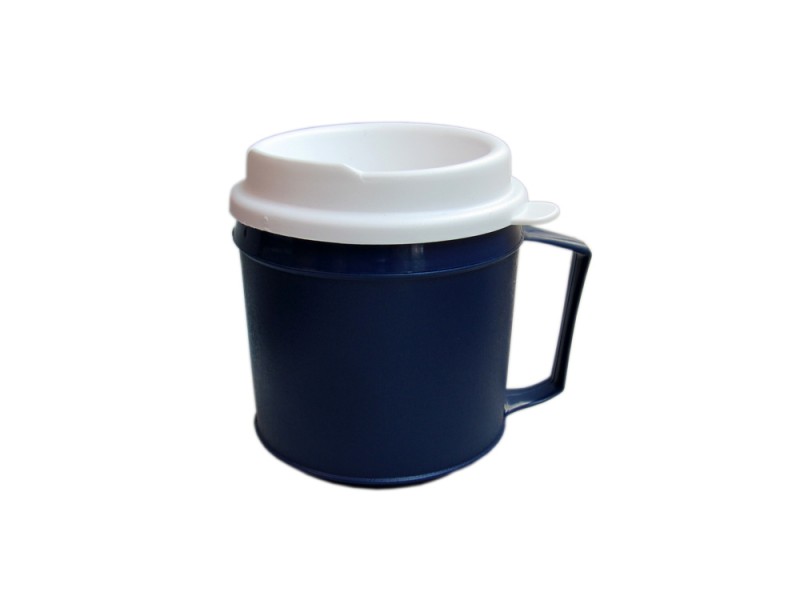 MUG, 8 OZ INSULATED PLASTIC BLUE W/ LID CUP – 1 EA – Food Innovations