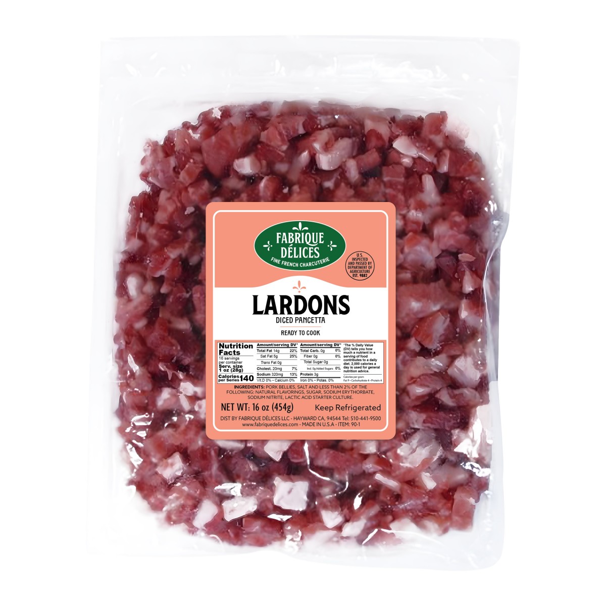 BACON, PORK BELLY PANCETTA FRENCH DICED CURED RAW REF VACUUM-PACK ...